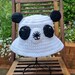Panda Bucket Hat, Crochet Festival Bucket Hat, White With Black Details ...