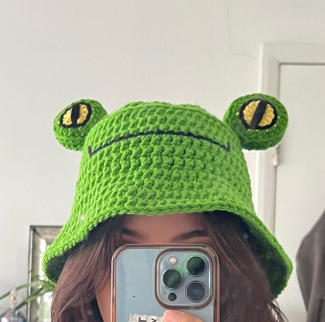 Panda Bucket Hat, Crochet Festival Bucket Hat, White With Black Details ...