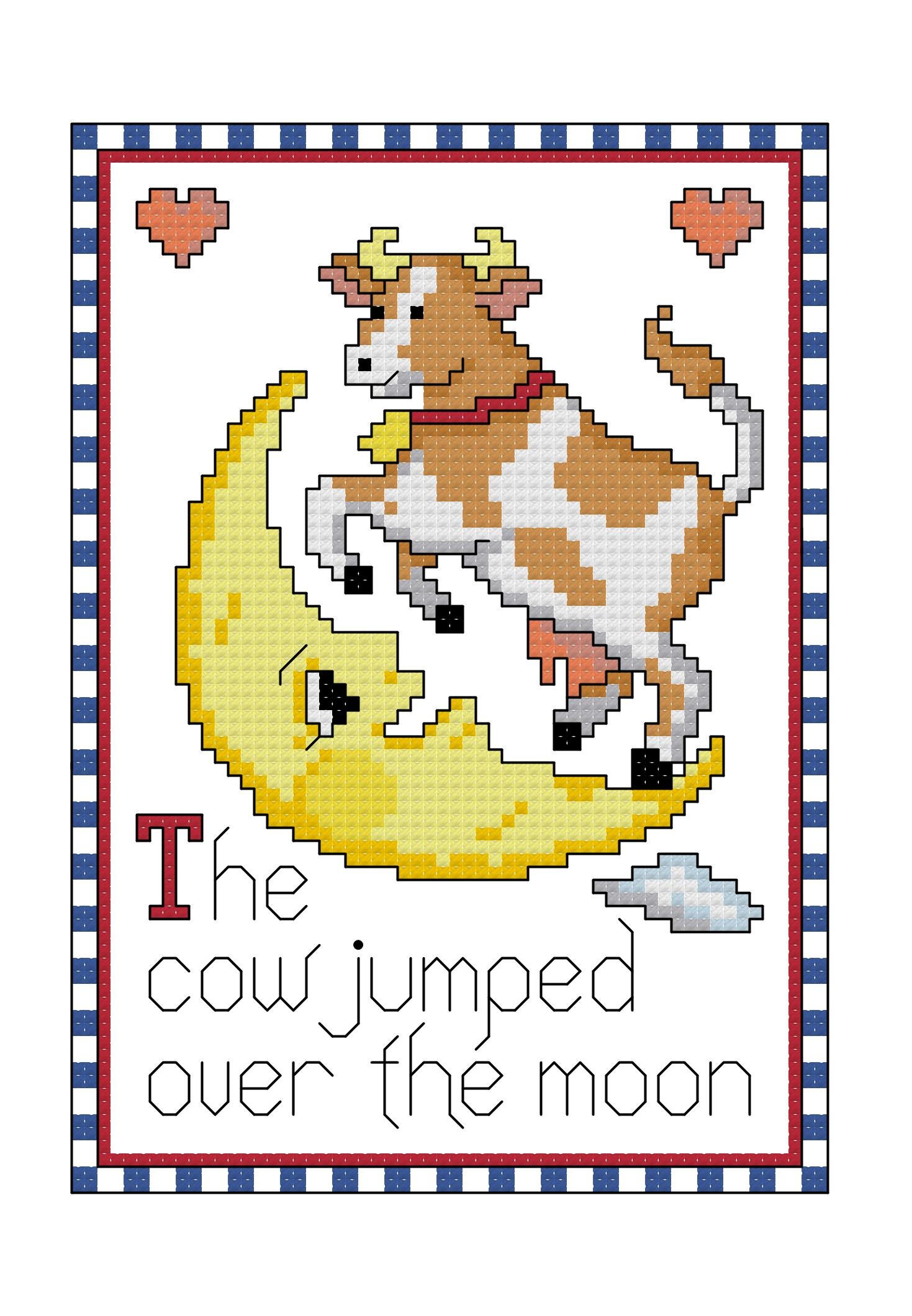 The Cow Jumped Over the Moon Counted Cross Stitch Pattern PDF Download ...