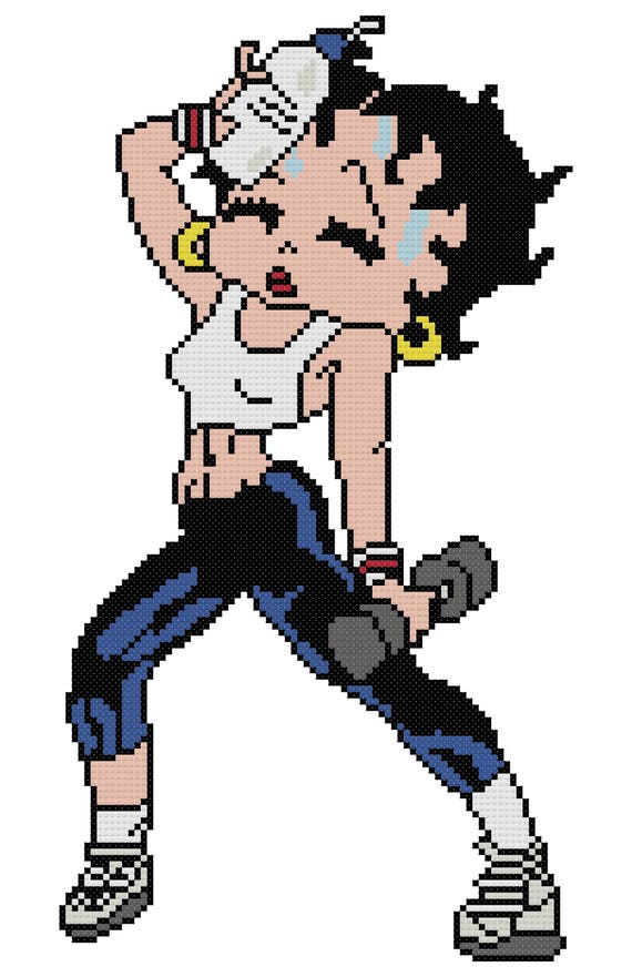 Work Out Betty Boop Counted Cross Stitch Pattern PDF Download | Etsy