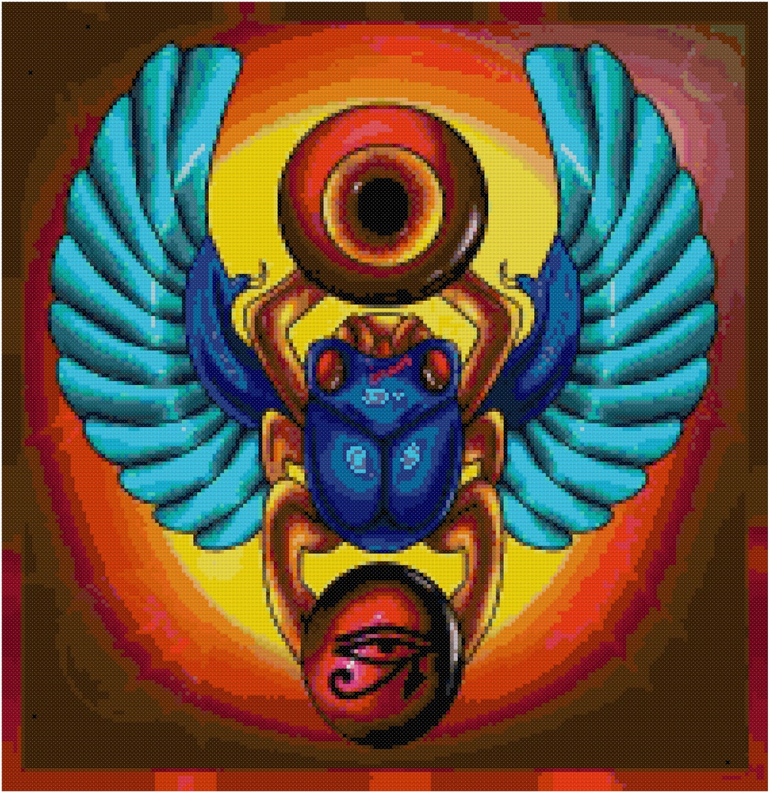 Blue Scarab Counted Cross Stitch Pattern PDF File - Etsy