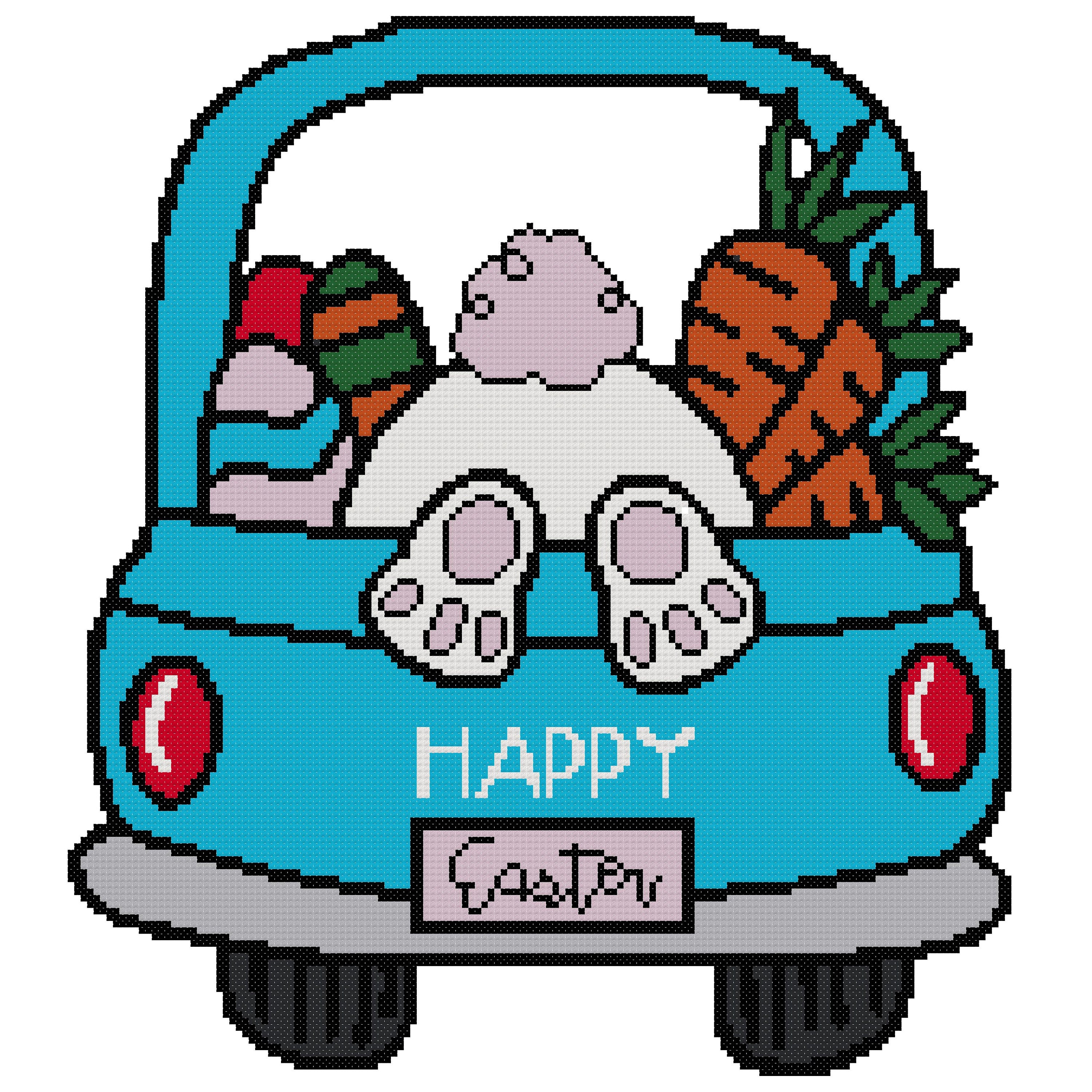 Easter Bunny Truck Counted Cross Stitch PDF Download - Etsy