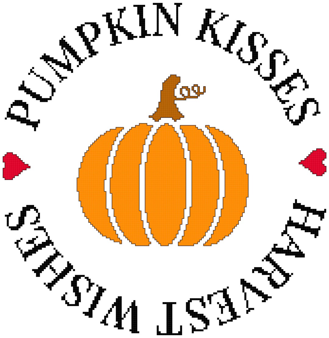 Pumpkin Kisses Harvest Wishes Counted Cross Stitch Pattern Color PDF ...