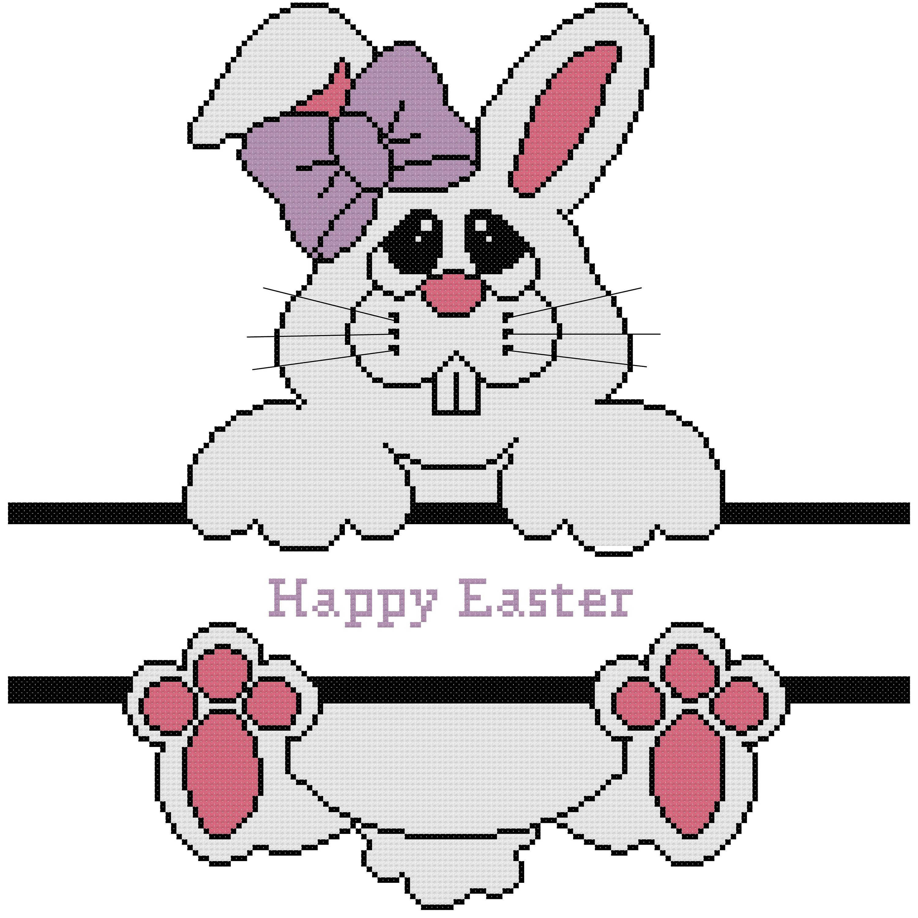 Happy Easter Bunny Counted Cross Stitch Pattern - Etsy