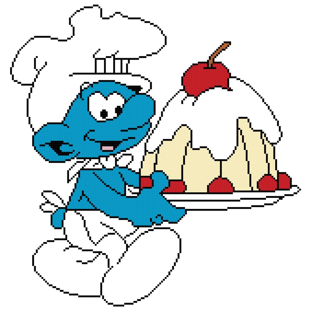 Baker Smurf Counted Cross Stitch Pattern Color PDF Download - Etsy