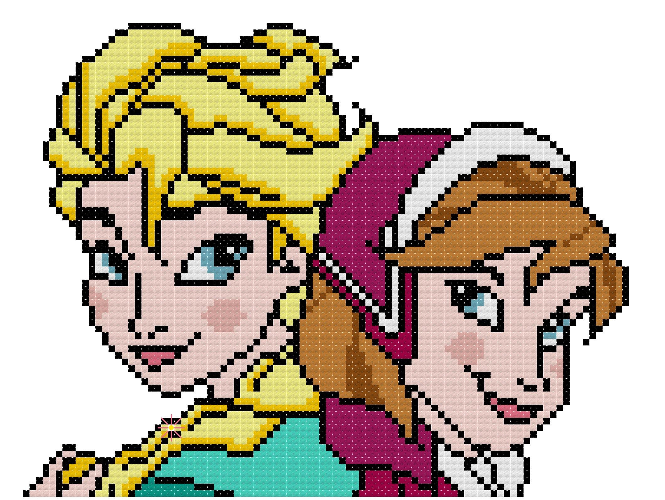 Elsa and Anna From Frozen Counted Cross Stitch Pattern PDF Download - Etsy