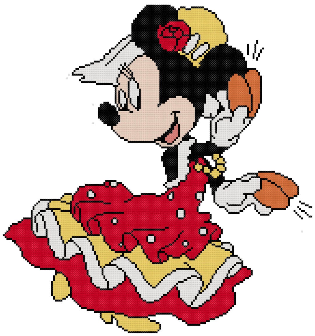 Fiesta Minnie Mouse Counted Cross Stitch Pattern - Etsy