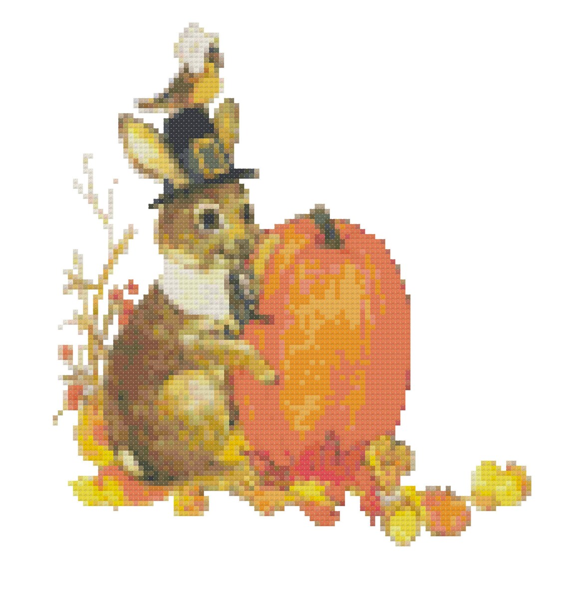 A Thanksgiving Rabbit Counted Cross Stitch Pattern PDF Download - Etsy
