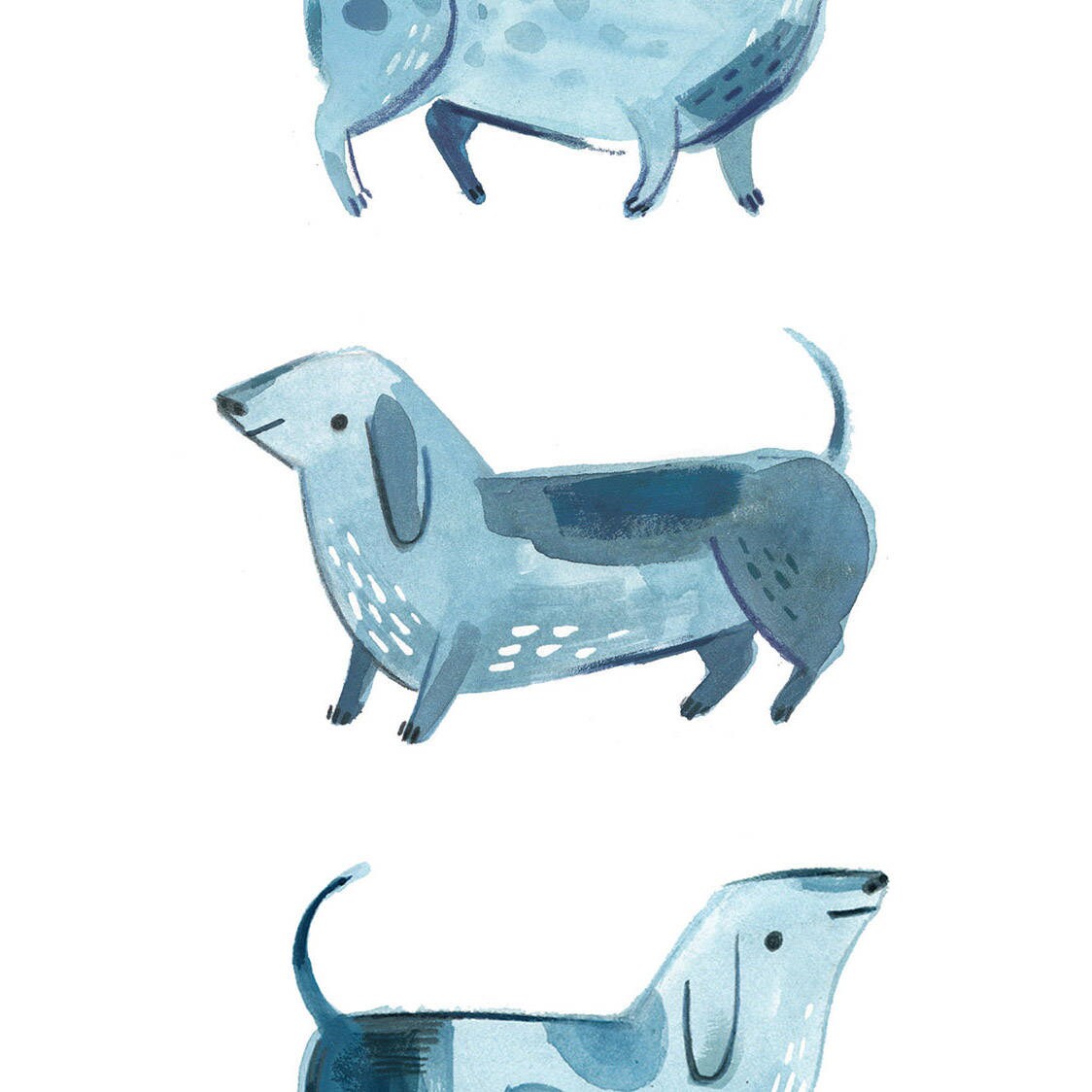 Blue Dog Print Nursery Decor Sausage Dog Dachshund Print | Etsy