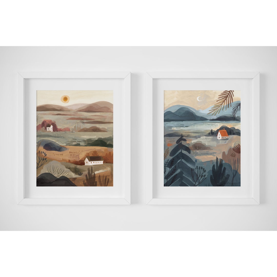 Mountain Wall Art Set of 2 Digital Prints, Mountainscape Scenic Print ...