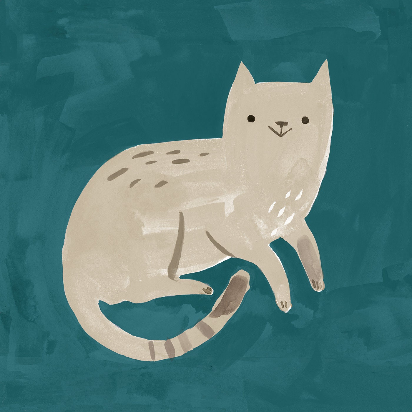 Happy Grey Cat Art Print Nursery Decor Kids Room Wall Art - Etsy