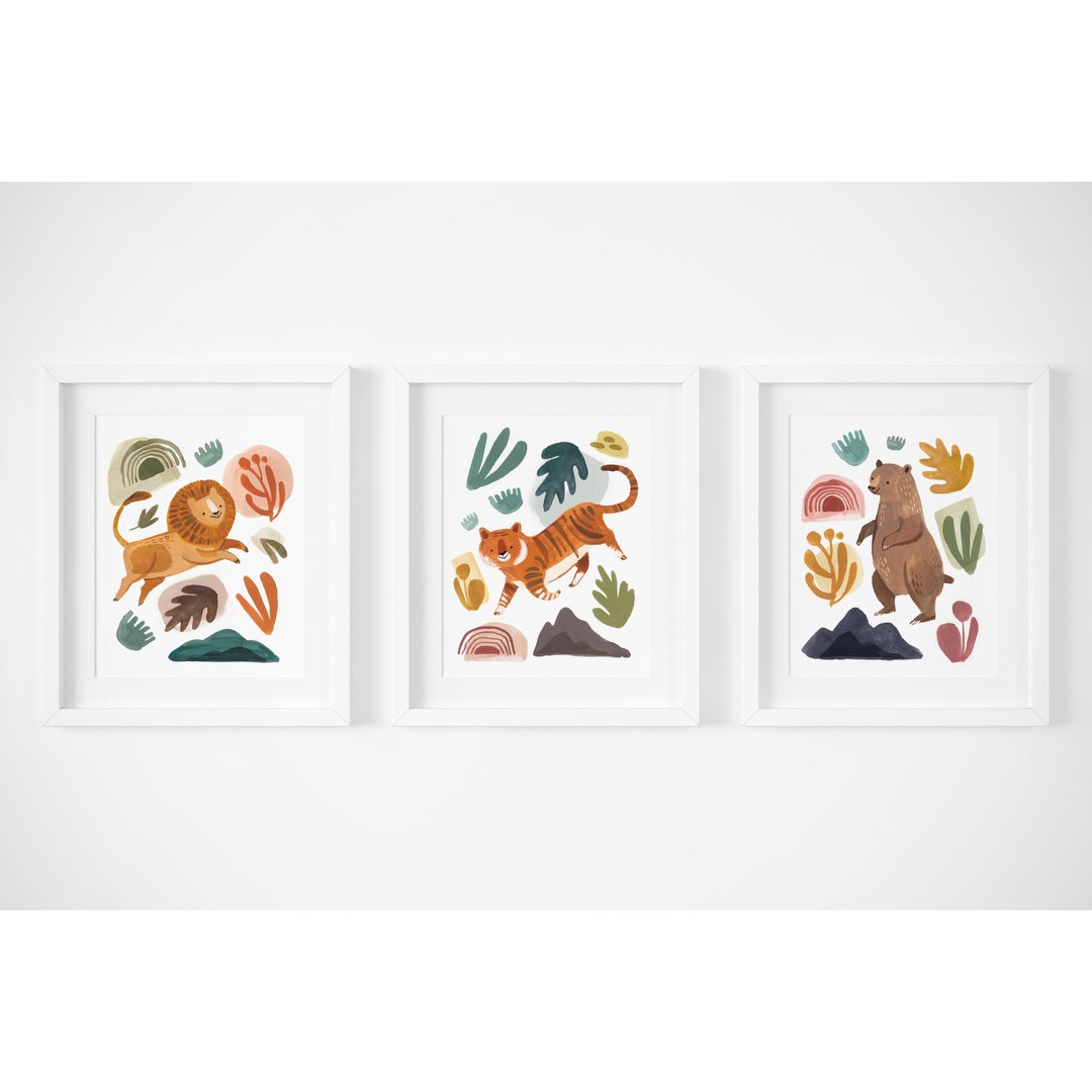 Lions Tigers and Bears Print Set Nursery Decor Kids Room - Etsy