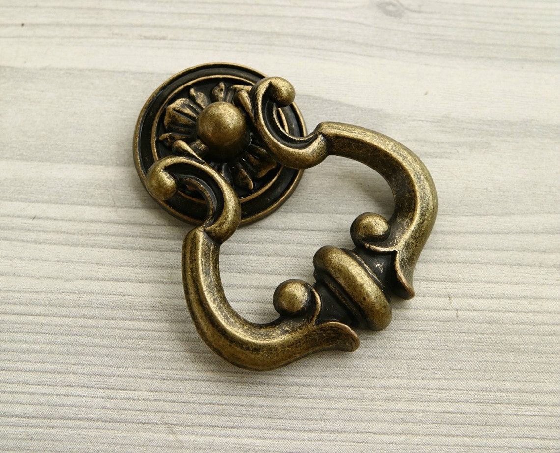 Vintage Look Antique Bronze Drawer Handle Dresser Drop Ring Pull ...
