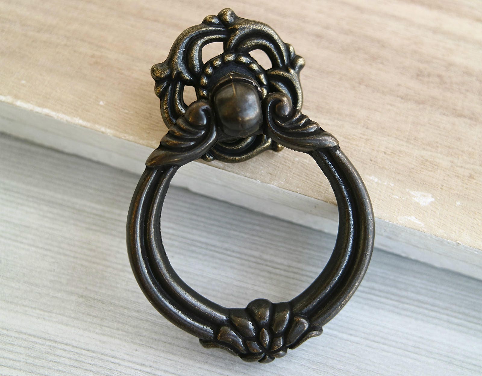 Dark Antique Bronze Drawer Drop Ring Pull Dresser Ring Handle - Etsy