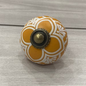 Yellow White Cupboard Handle Knob Yellow Ceramic Knob Pull Porcelain ...