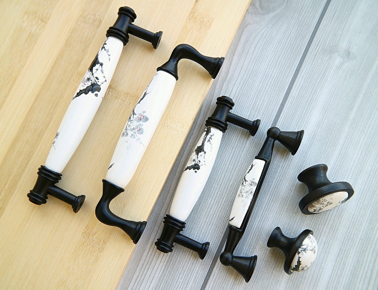 Black White Ceramic Drawer Handle Pull Dresser Porcelain Knob - Etsy