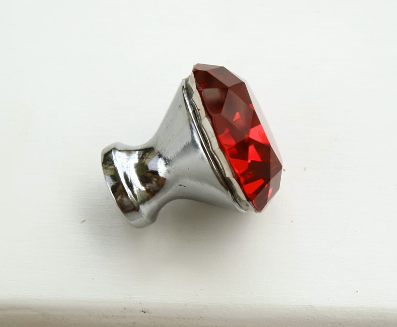 Red Rhinestone Dresser Knob Drawer Crystal Glass Handle Decorative ...
