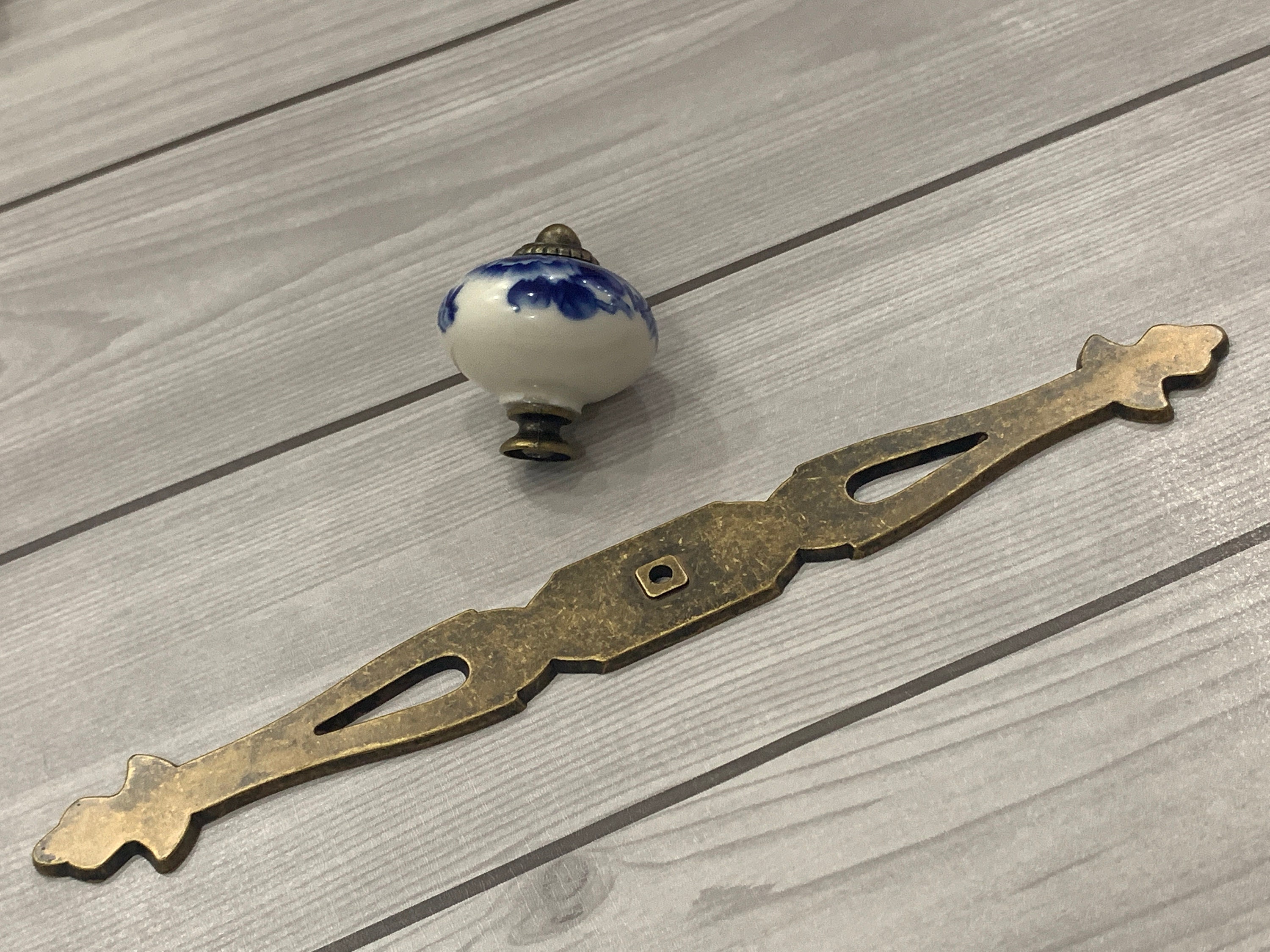 Blue White Ceramic Handle Knob Flower Handle Pull Porcelain | Etsy