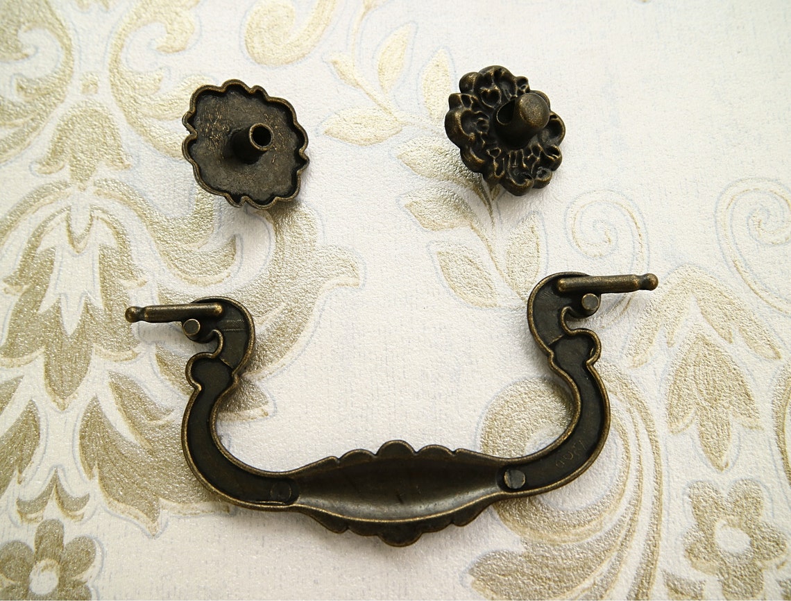 3.75" Antique Bronze Drawer Swing Handle Dresser Drop Bail Pull Kitchen ...