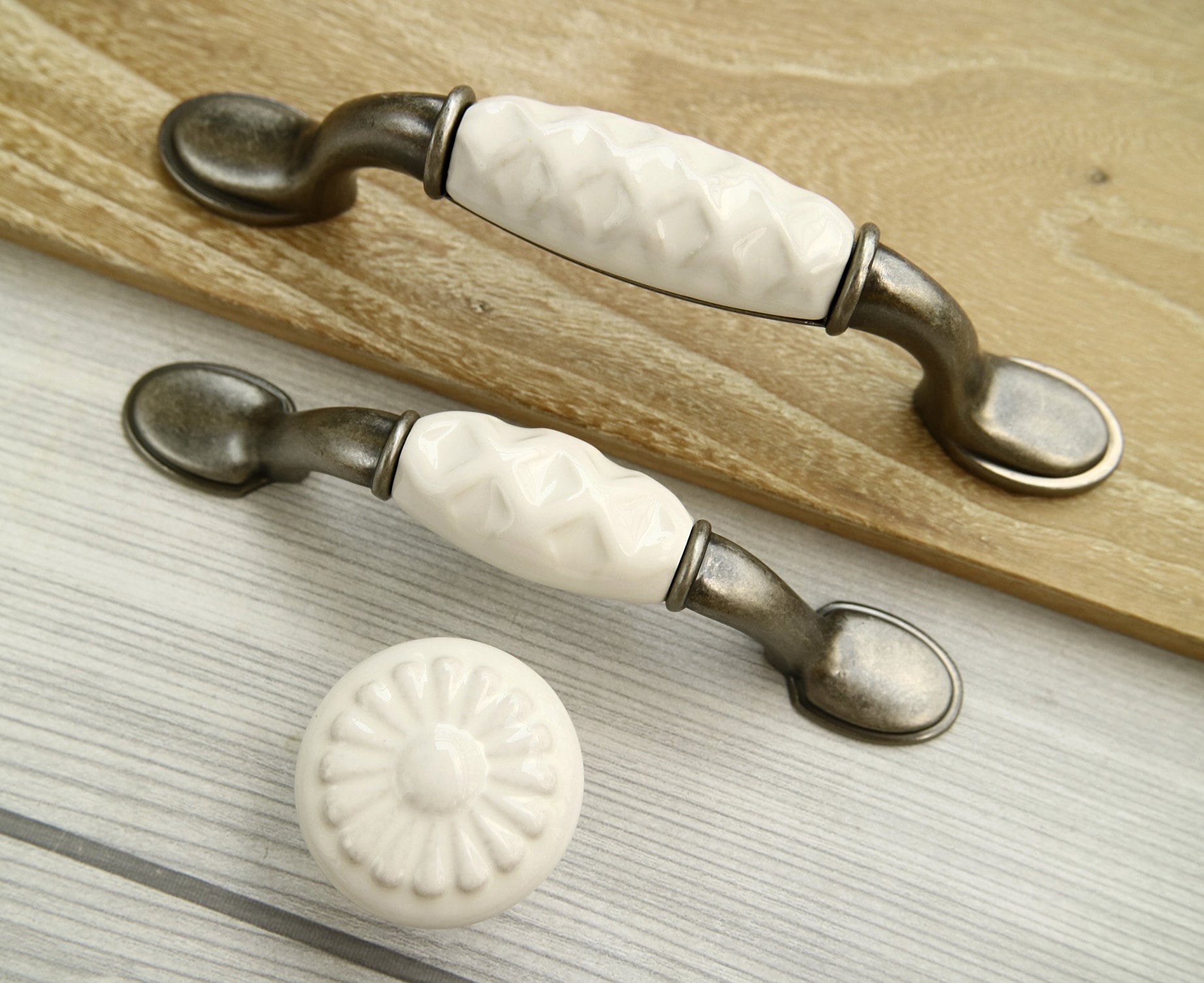 3 3.75 Antique silver black drawer handle white | Etsy