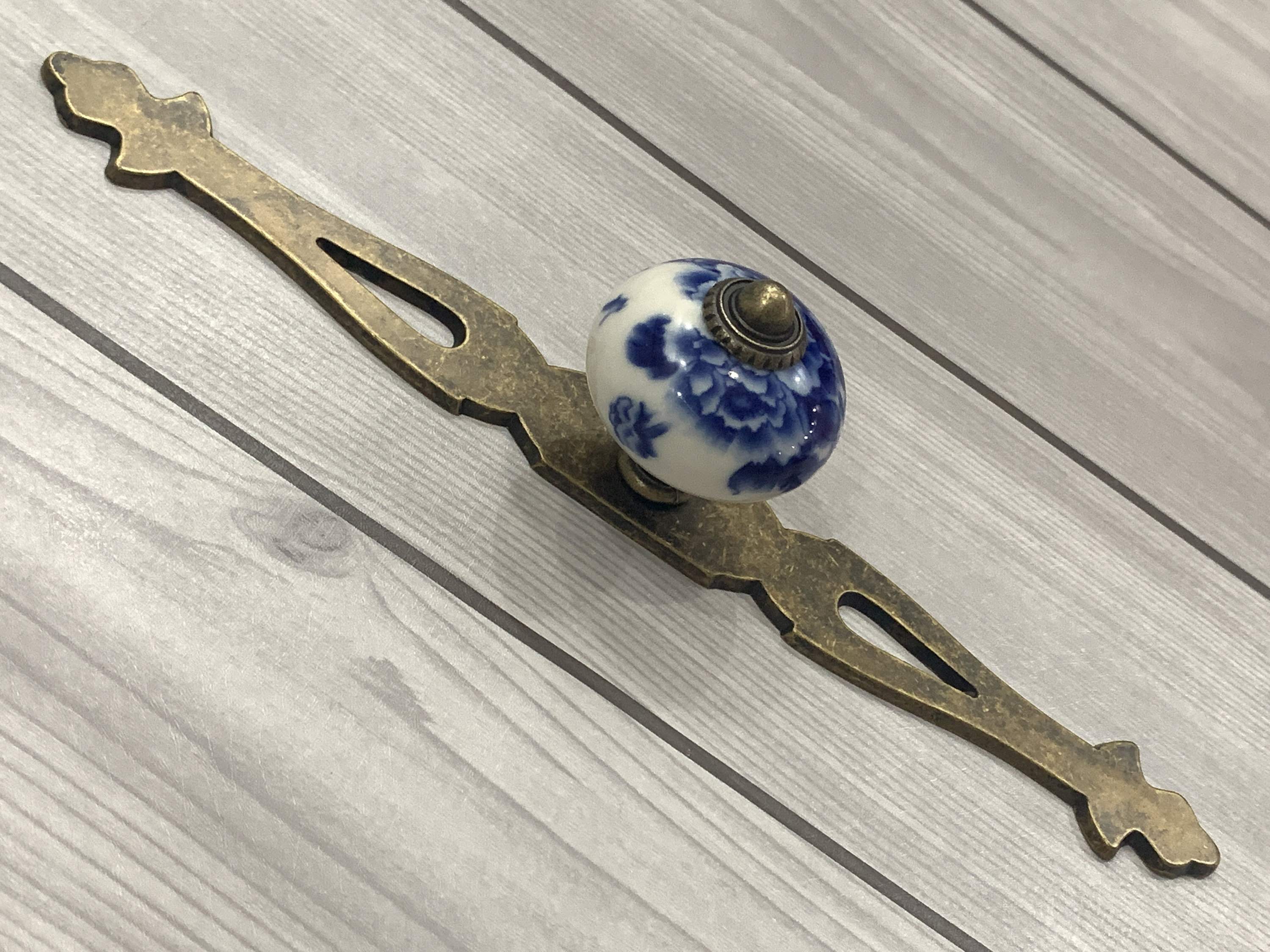 Blue White Ceramic Handle Knob Flower Handle Pull Porcelain | Etsy