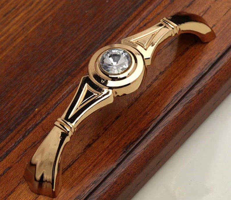 Gold Drawer Handles Crystal Glass Dresser Knob Clear | Etsy