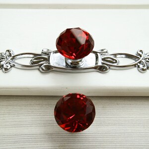 Red Rhinestone Dresser Knob Drawer Crystal Glass Handle Decorative ...