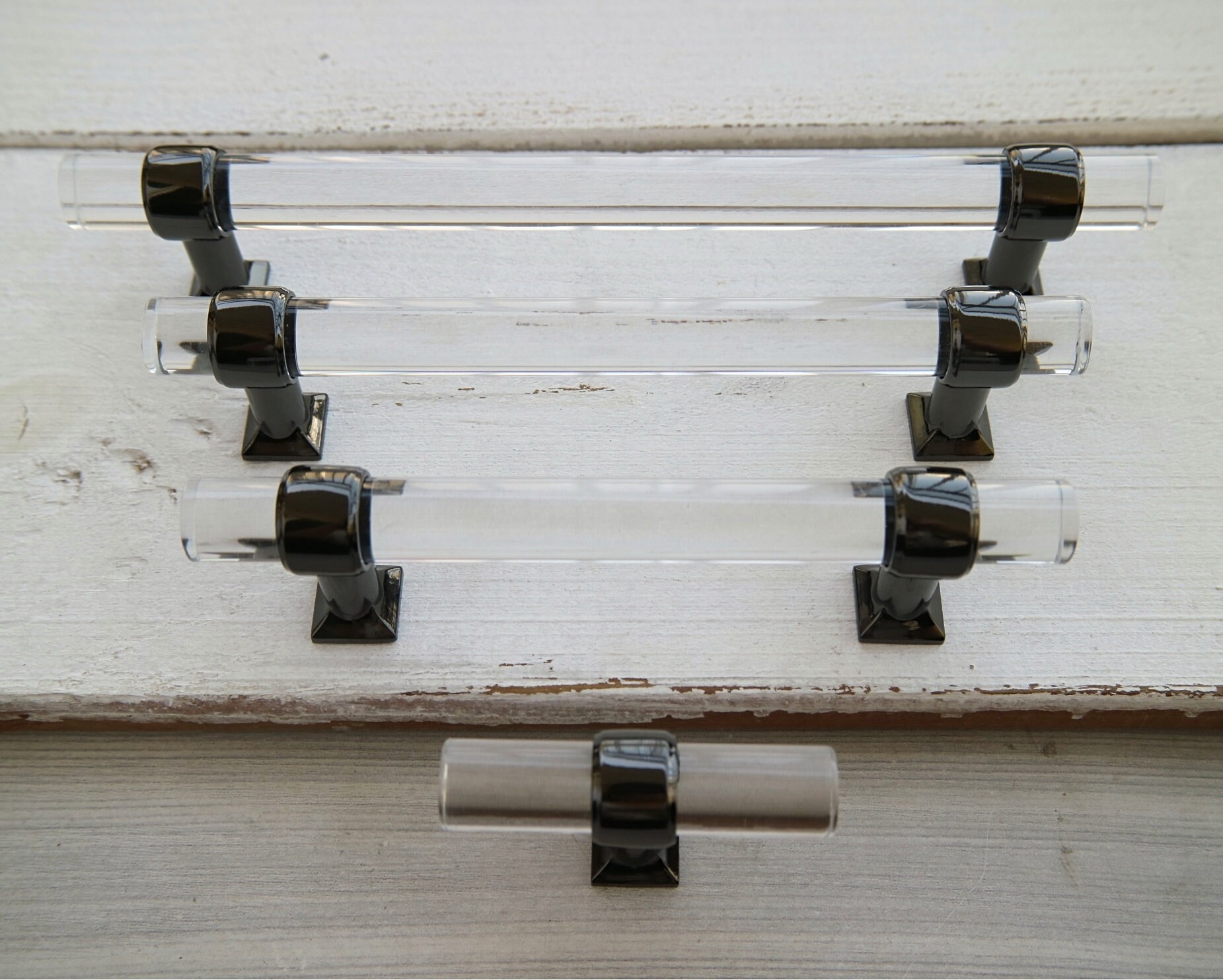 3.75 5 6.3 7.55 Clear lucite drawer handle bright | Etsy