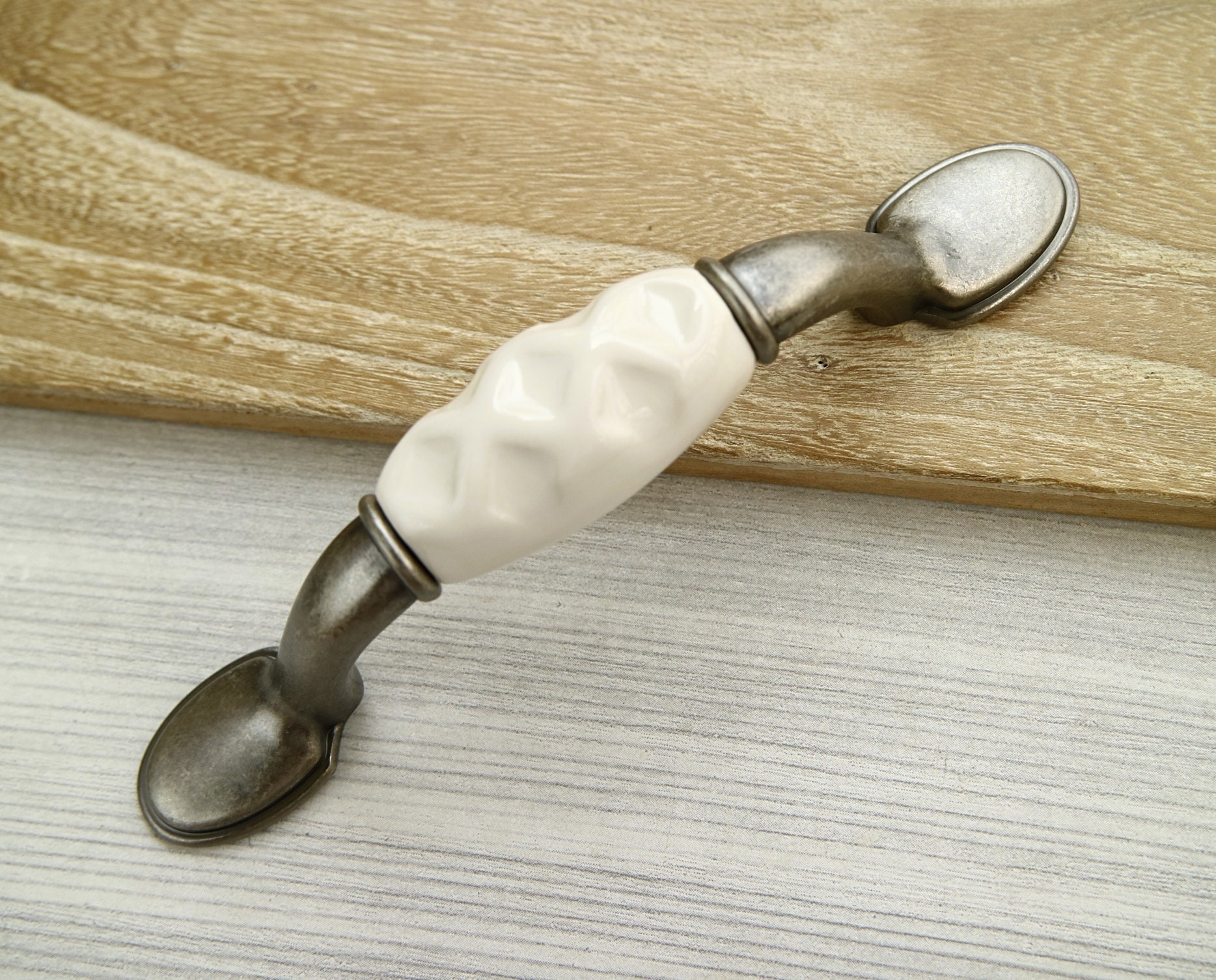 3 3.75 Antique silver black drawer handle white | Etsy