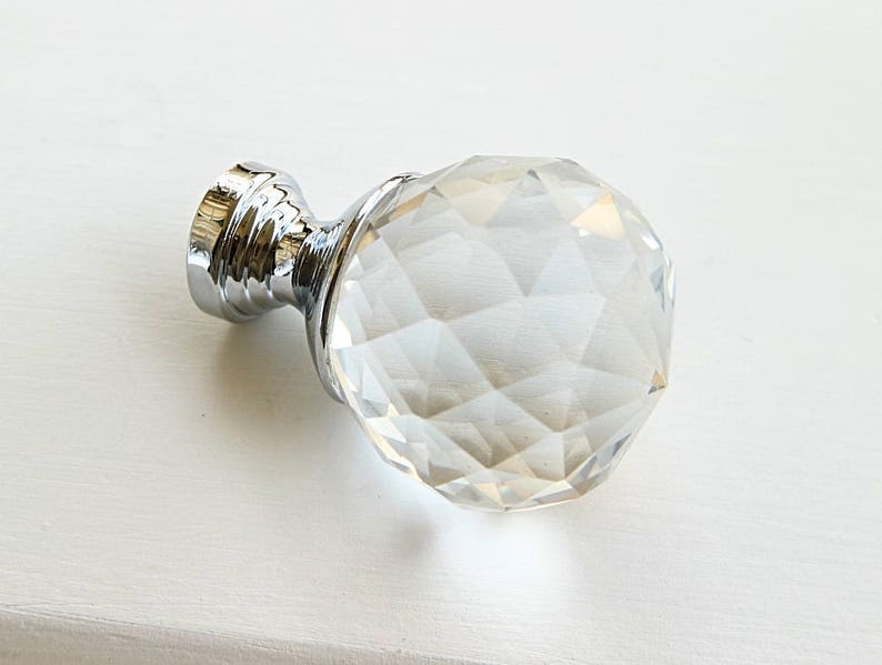 Clear Crystal Glass Drawer Knob Dresser Handle Pull Furniture Handle ...