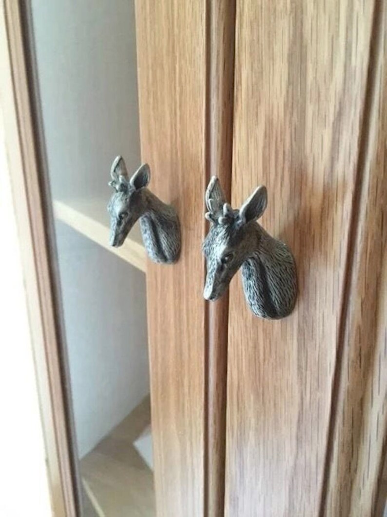 Antique black silver drawer knob animal dresser handle pull | Etsy