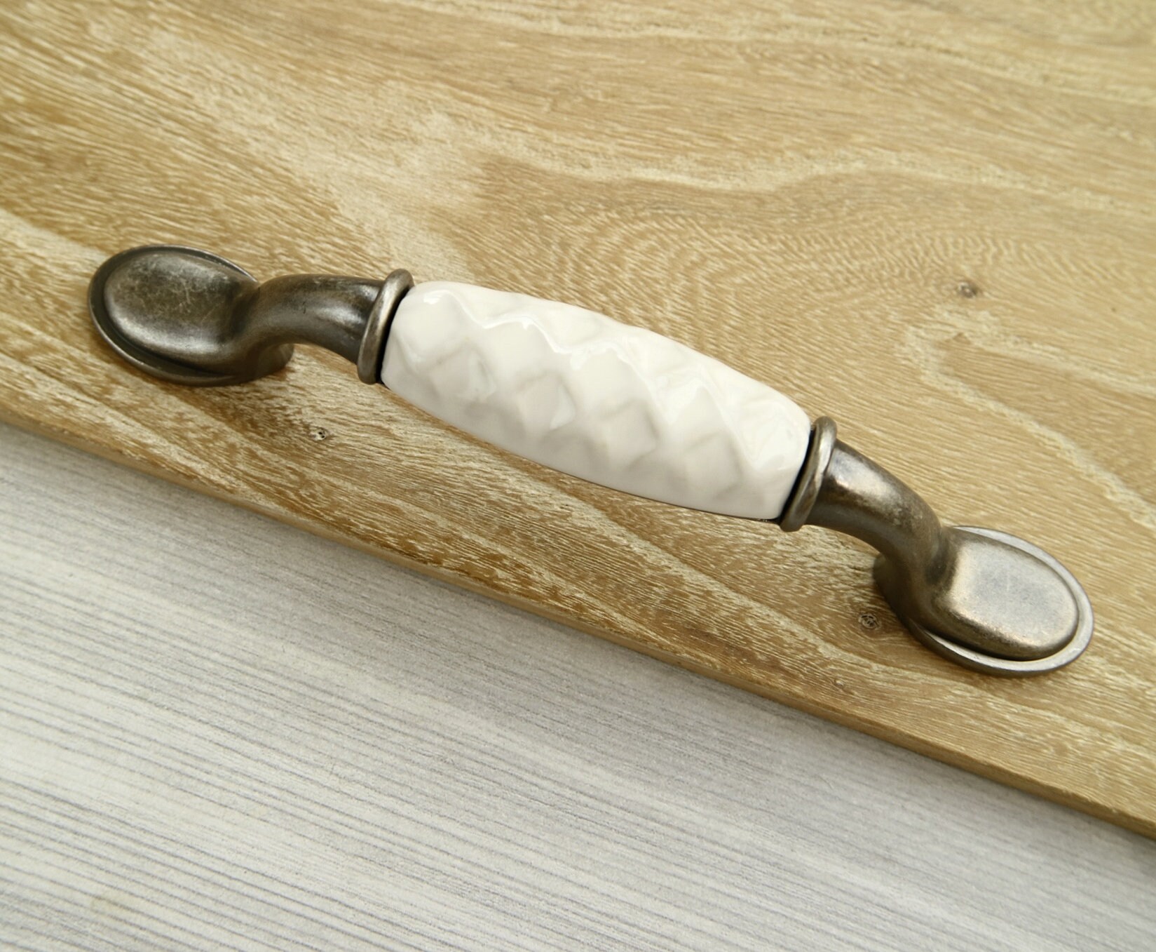 3 3.75 Antique silver black drawer handle white | Etsy