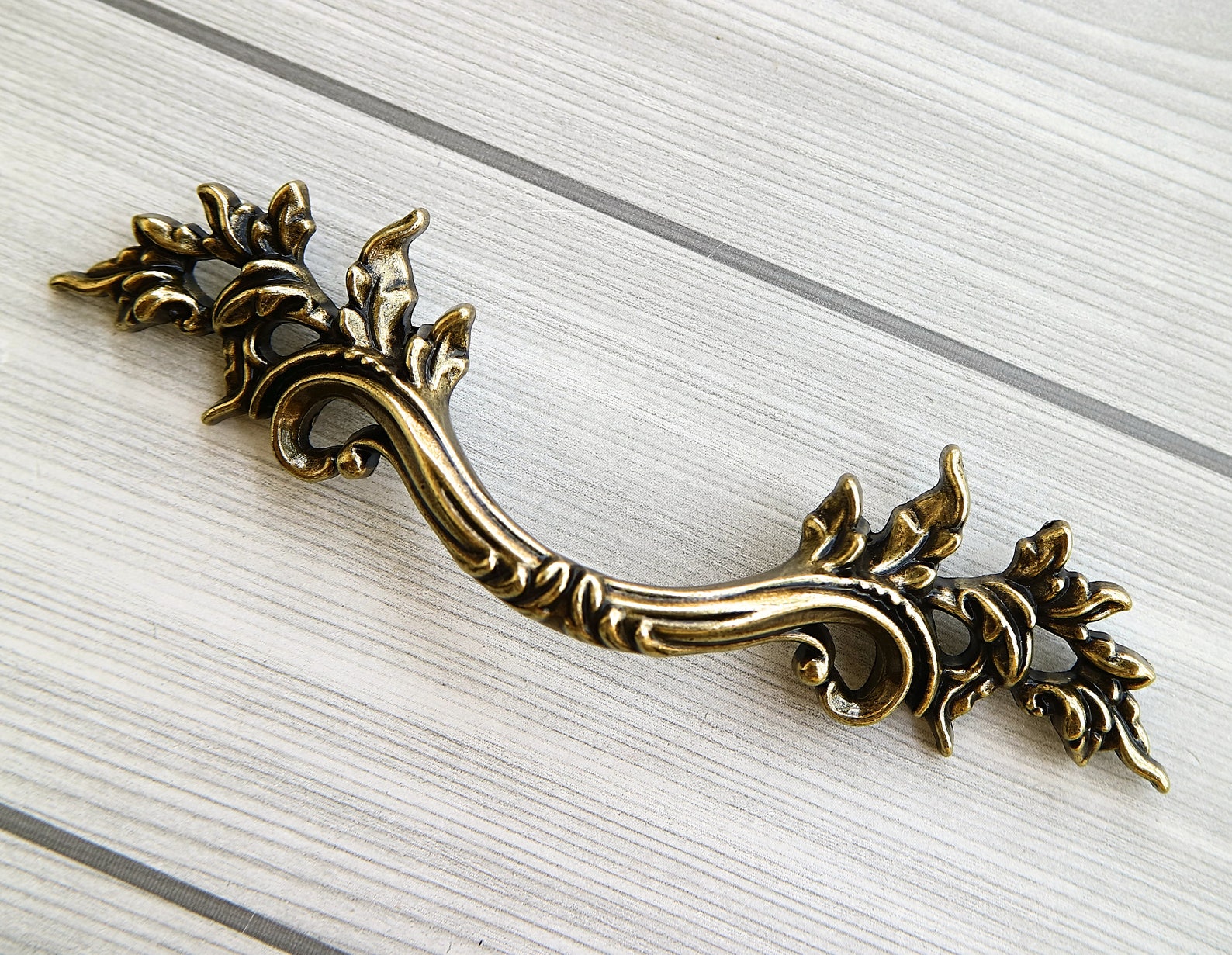 Antique Bronze Funiture Handle Pull Drawer Leaf Handle Flower - Etsy