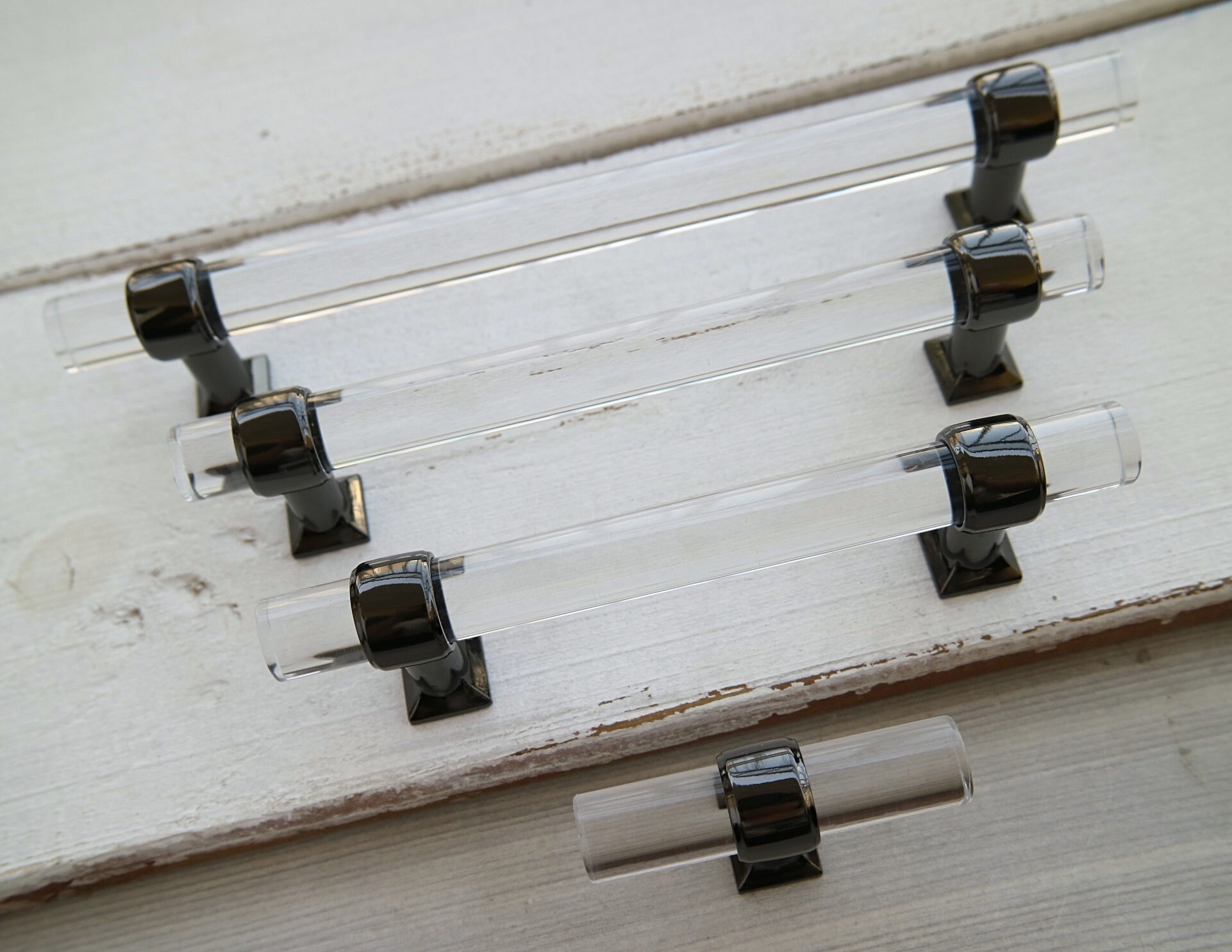 3.75 5 6.3 7.55 Clear lucite drawer handle bright | Etsy