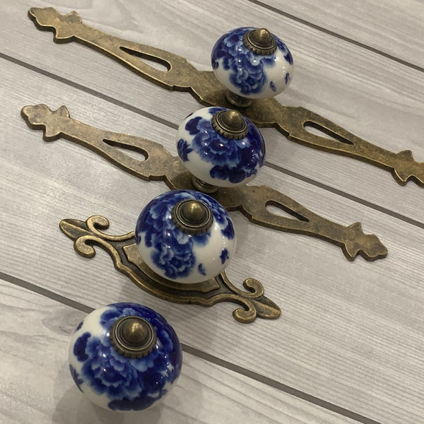 Blue Porcelain Knobs - Etsy