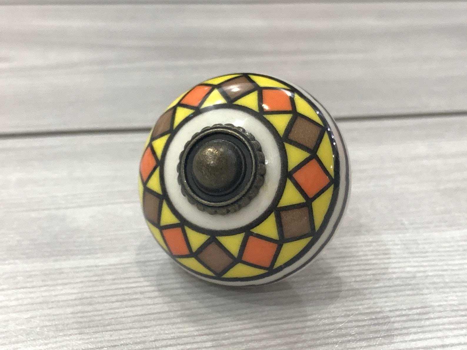 Yellow white porcelain drawer knob ceramic dresser handle | Etsy