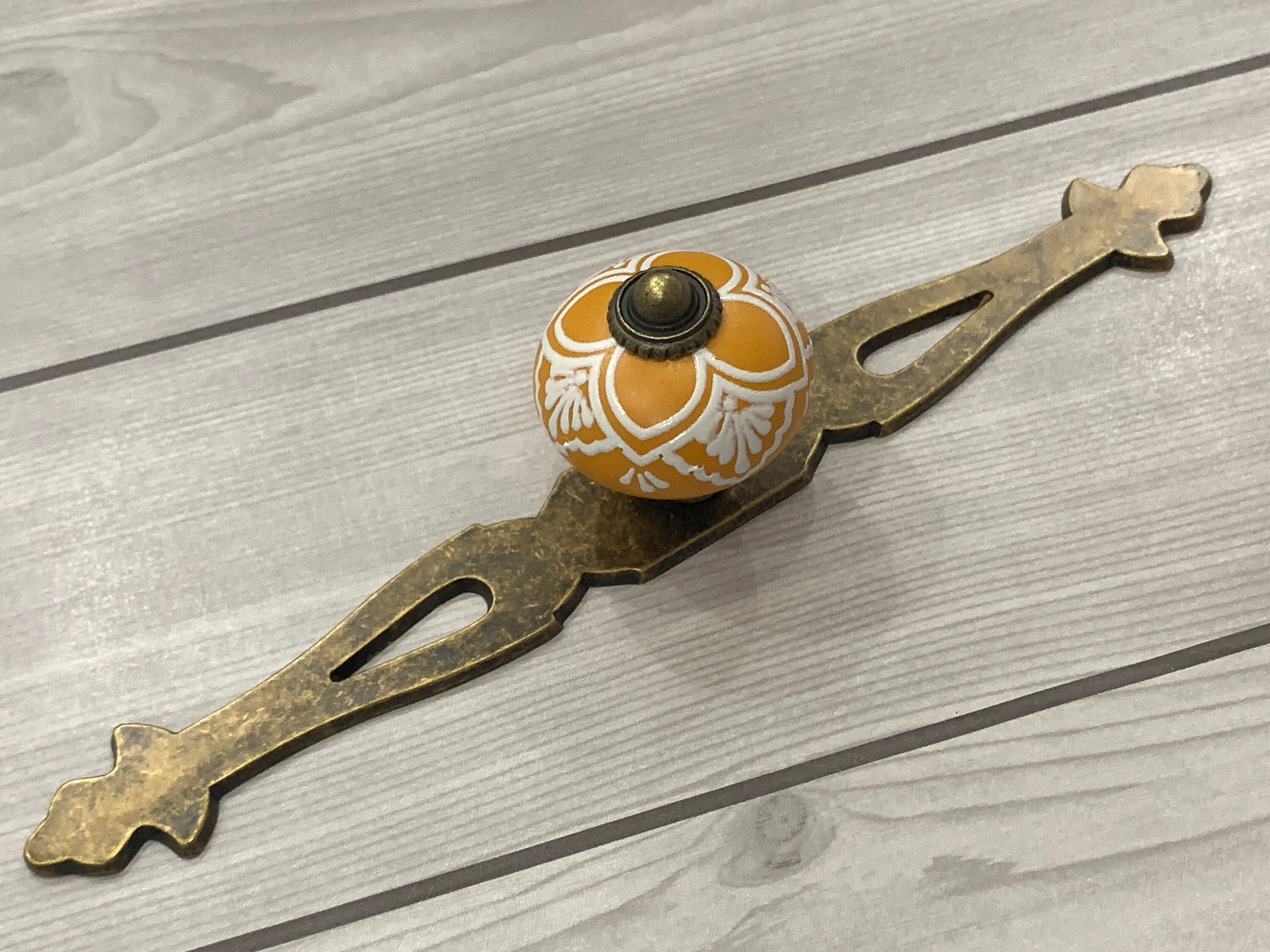 Yellow White Cupboard Handle Knob Yellow Ceramic Knob Pull | Etsy