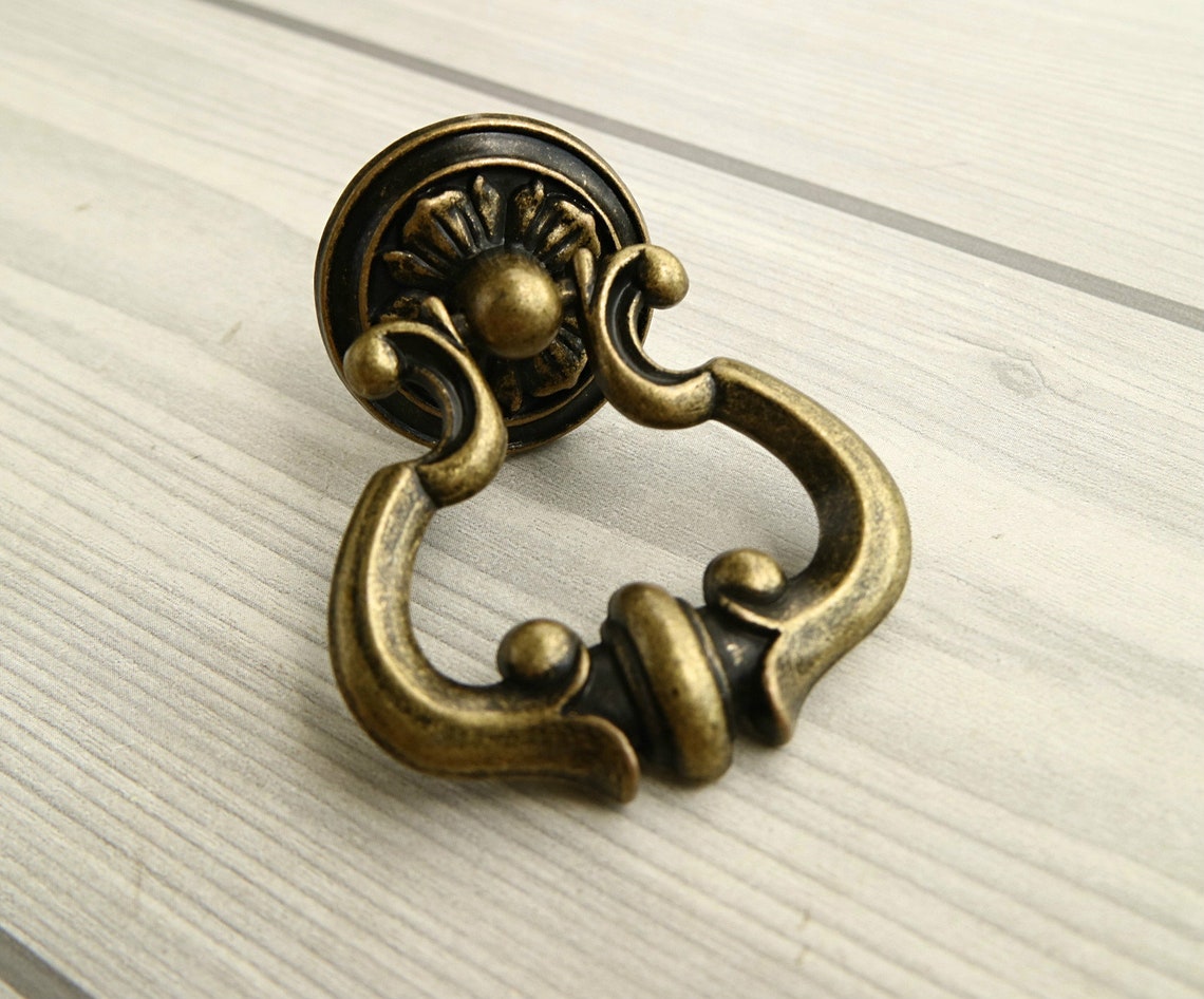 Vintage Look Antique Bronze Drawer Handle Dresser Drop Ring Pull ...