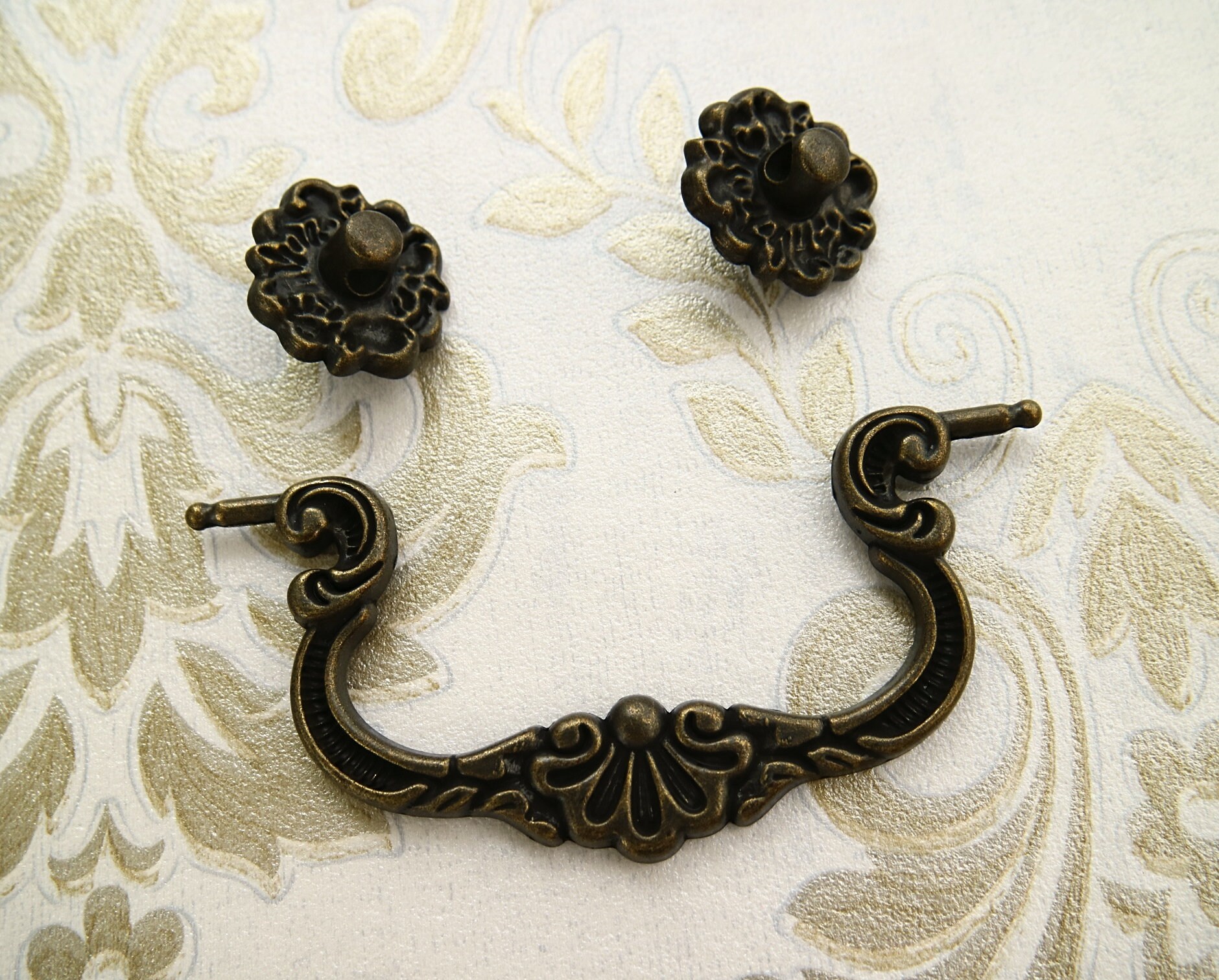 3.75" Antique Bronze Drawer Swing Handle Dresser Drop Bail Pull Kitchen ...