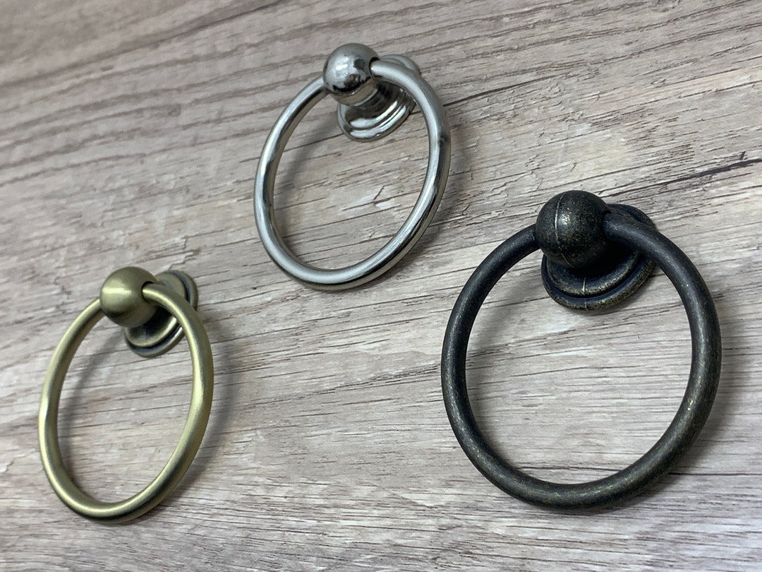 Large Drop Ring Pull Silver Chrome Handle Bronze Dresser Pull Cabinet ...