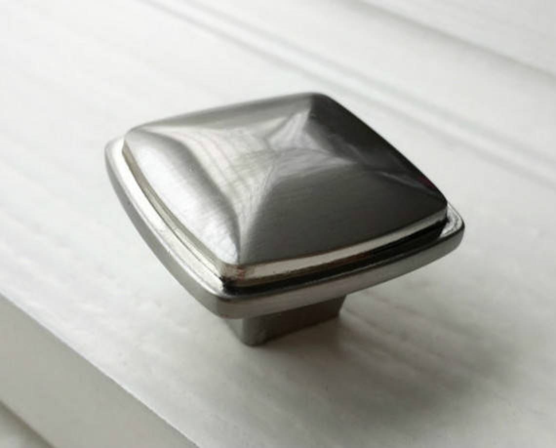 Square Knob Pull Brushed Silver Nickel Handle Knob Drawer Pull - Etsy