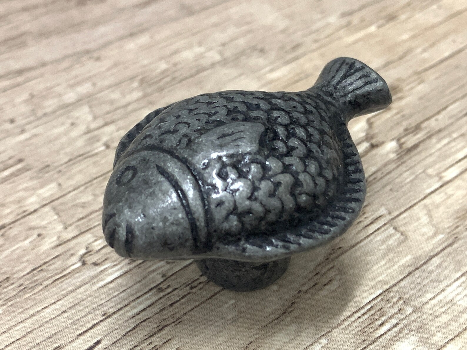 Fish Dresser Pull Drawer Knob Antique Silver Black Handle - Etsy
