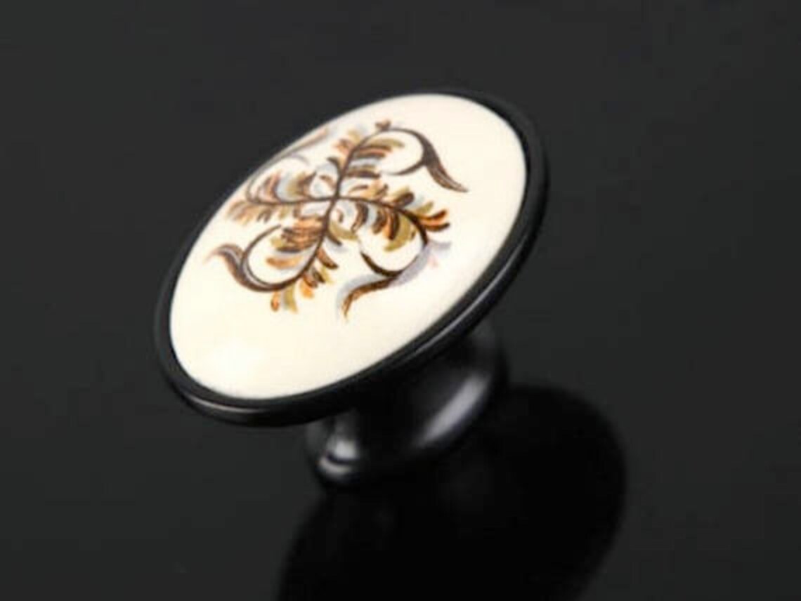 3.75 Ceramic Drawer Knob Cream White Gold Dresser Handle - Etsy