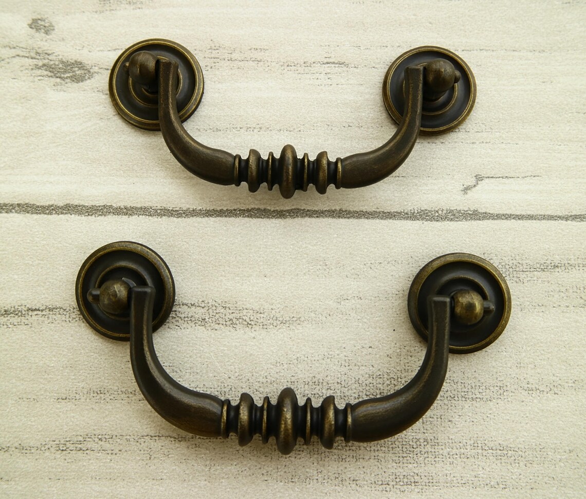 3.5 4 Drop Bail Handles Dark Antique Black Bronze | Etsy