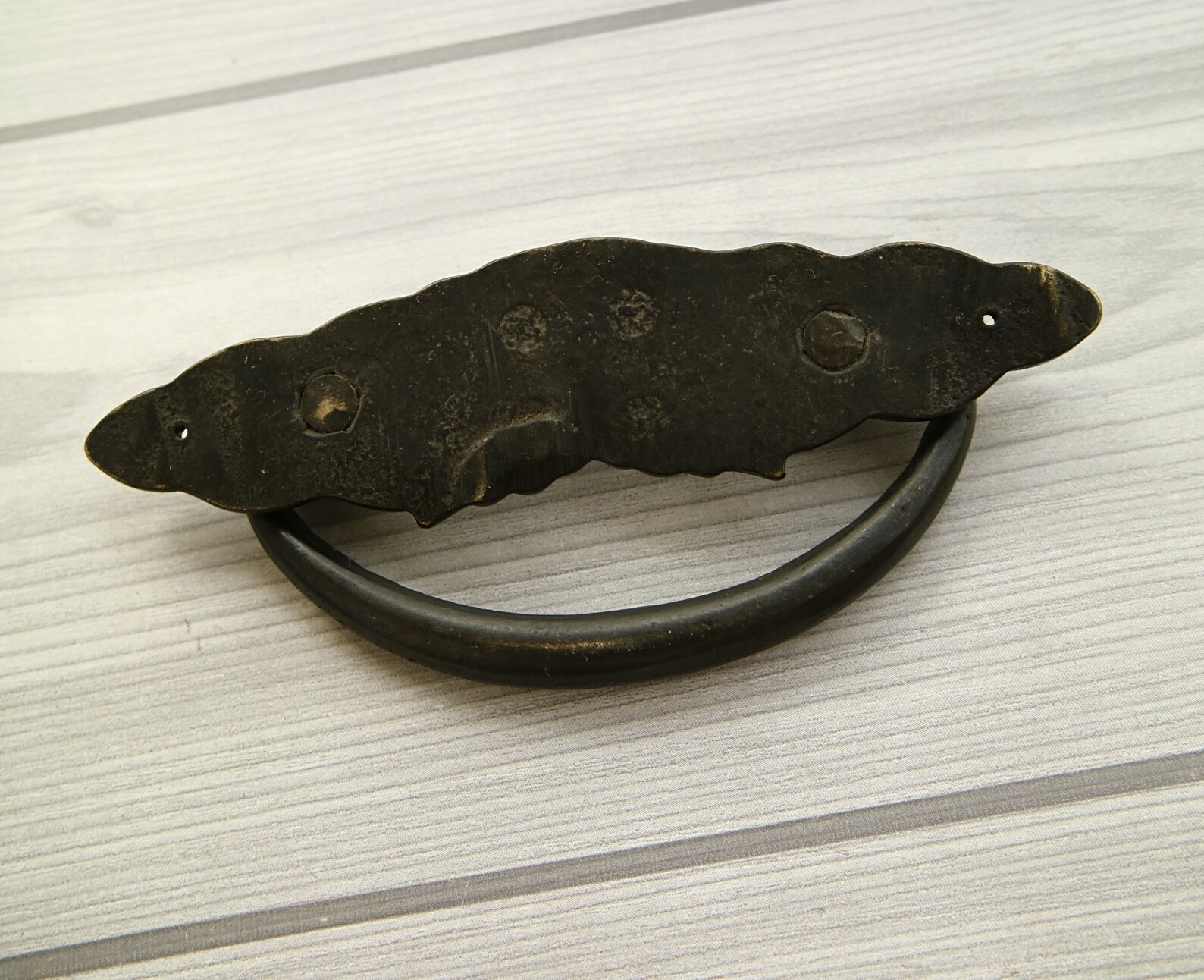 Antique Black Drawer Handle Rustic Drop Bail Dresser Pull Flower Knob ...