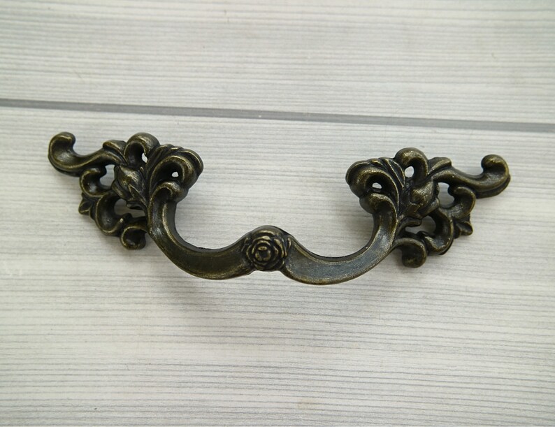 Dark Antique Bronze Drawer Handle Pull Rose Flower Floral - Etsy