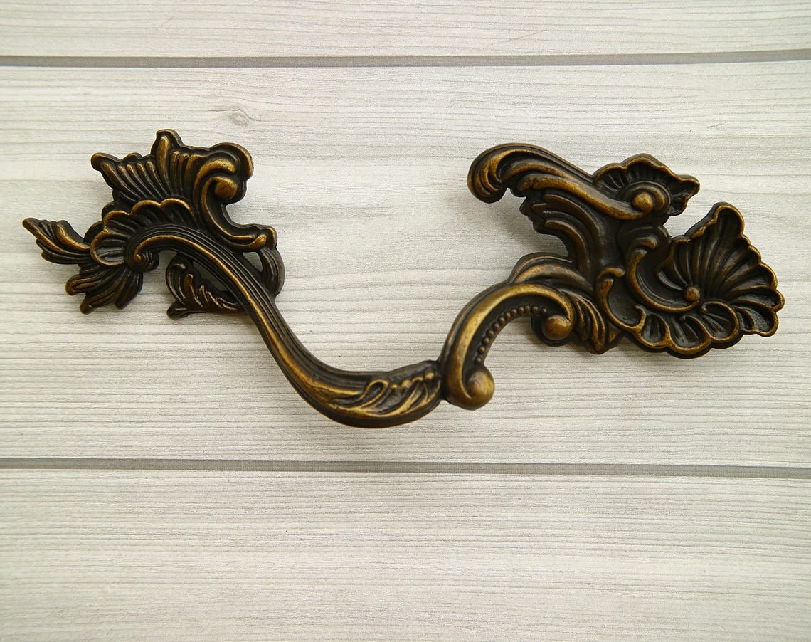 Large Solid Drawer Handle Pull Floral Dresser Knob Ornate | Etsy