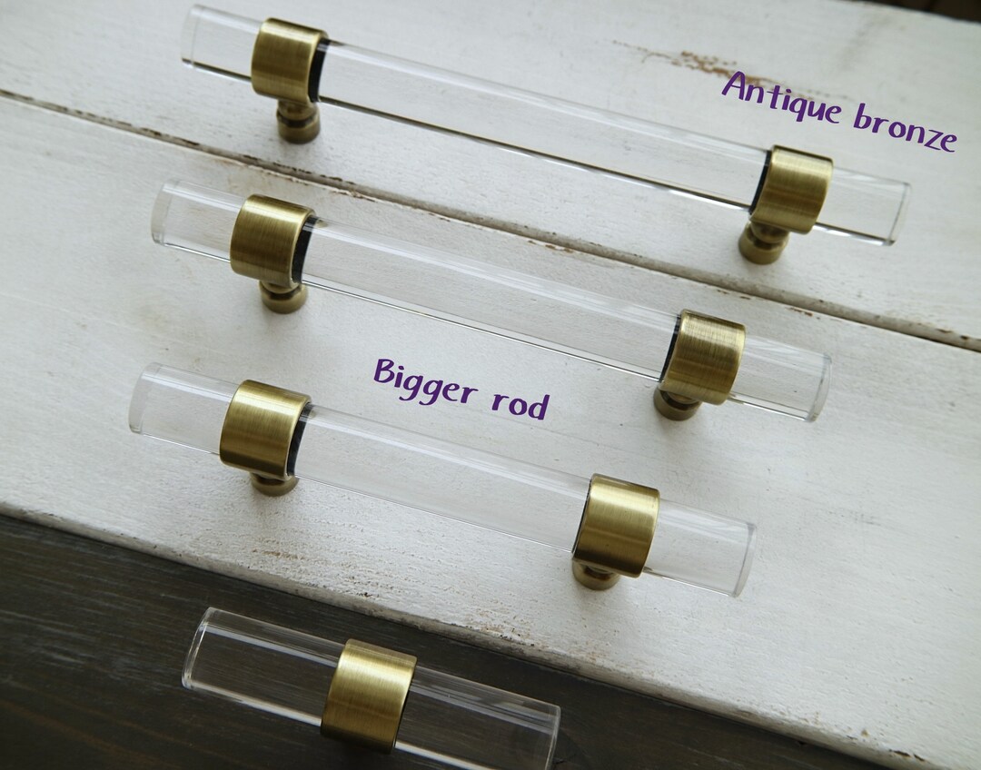 3.75 5 8.8" Clear Acrylic Handle Pull Lucite Drawer Knob Solid Dresser ...