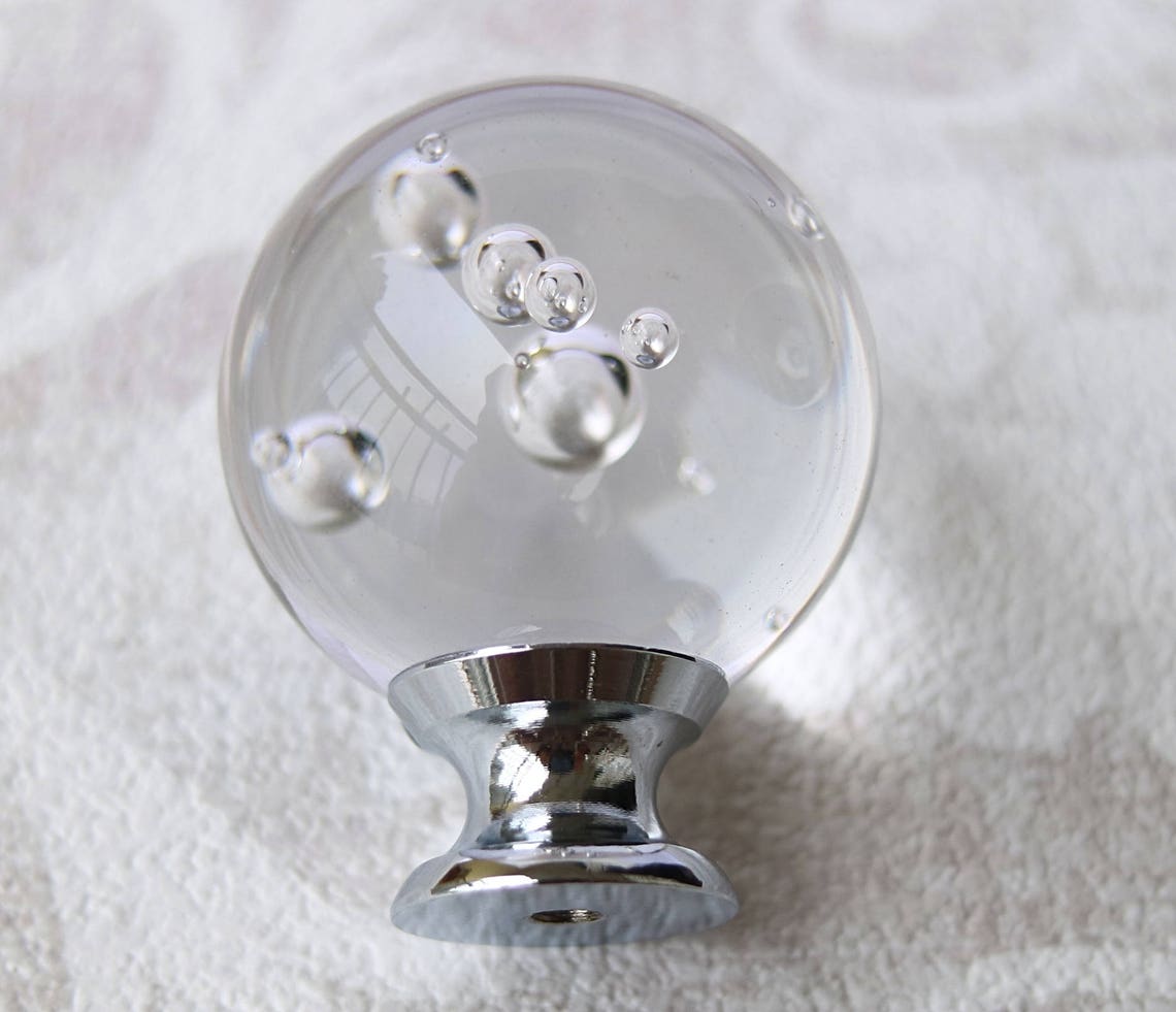 40mm Clear Crystal Glass Bubble Ball Dresser Handle Knob Drawer Pull ...