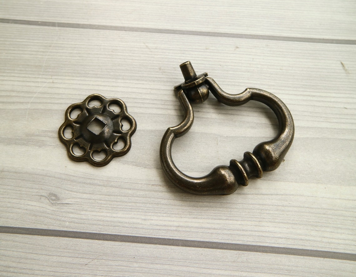 Antique Bronze Drawer Handle Dresser Drop Ring Pull Vintage | Etsy